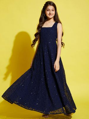 Buy Cherry & Jerry Girls Navy Blue Maxi Dress Online