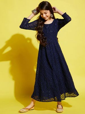 Buy Cherry & Jerry Girls Navy Blue Maxi Dress Online