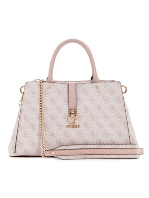 Buy Guess Orchid Logo Monogram Polyurethane Zamira Luxury Satchel Bag ...