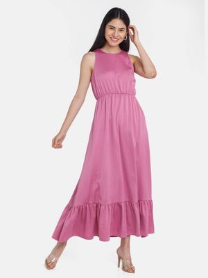 Buy Zink London Women Pink Solid Maxi Dress (M) Online