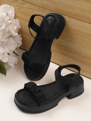 Buy Truffle Collection Black Solid Sandals Online