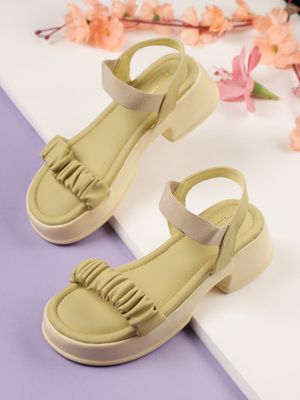 Buy Truffle Collection Yellow Solid Sandals Online