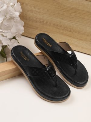 Buy Truffle Collection Black Solid Sandals Online
