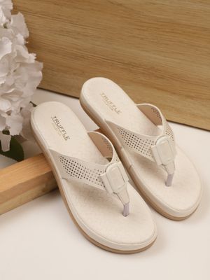 Buy Truffle Collection White Solid Sandals Online
