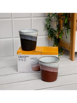 Buy Anko Hand-Glazed Terracotta Mugs - 350ml Each, Blue & Pink (Pack of ...