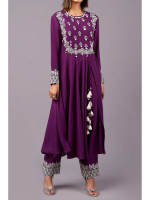 Buy Inej Purple Angarkha Suit (Set of 2) Online