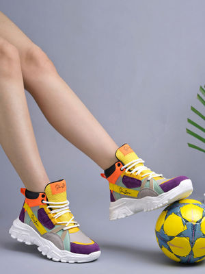 Buy Shoetopia Smart High Top Casual Lace-Up Multi Color Sneakers for ...