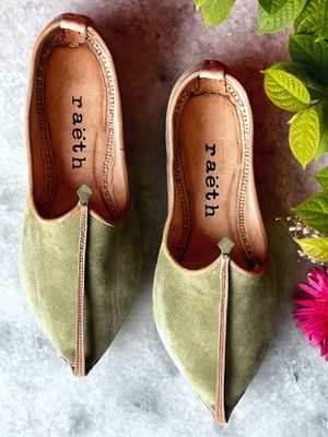 Buy raeth Classic Suede Pistachio Solid Mojaris Online