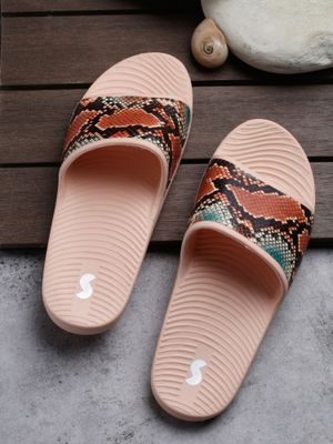 Buy SOLETHREADS Claire Peach Animal Print Women Slides Online