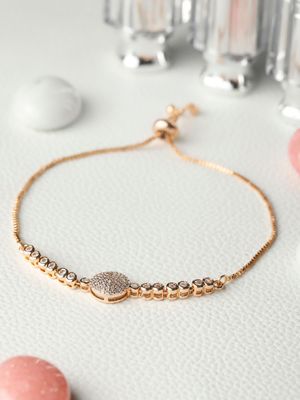 Buy PRITA American Diamond Rose Gold Link Bracelet Online