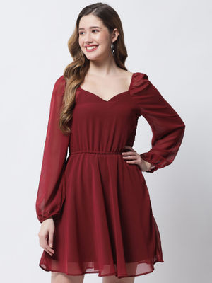 The Vanca Dresses : Buy The Vanca Maroon Solid Dress Online | Nykaa ...