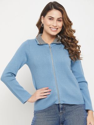 Buy Madame Solid Aqua Jacket Online