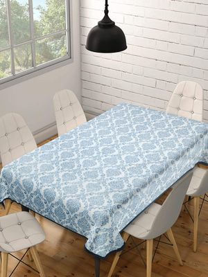 Buy Texstylers Blue Pure Cotton Printed 6 Seater Dining Table Cloth ...