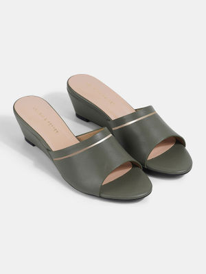 Buy Lemon & Pepper Olive Wedge Heels Online