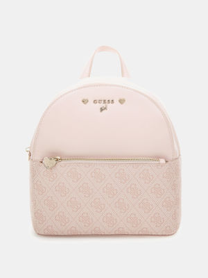 Buy Guess Light Pink Polyurethane Printed Backpack Online