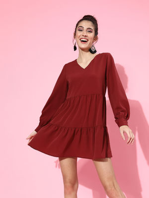 The Vanca Midi Dresses : Buy The Vanca Solid Red Dress (M) Online ...