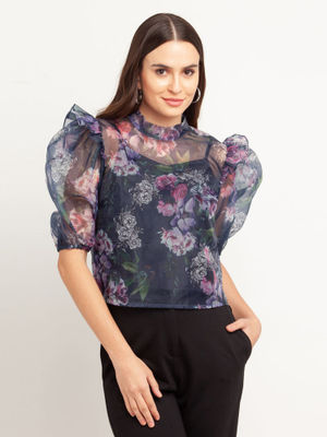 Zink London Tops : Buy Zink London Womens Navy Blue Printed Top Online | Nykaa Fashion.