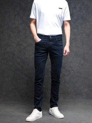 Buy Rare Rabbit Sain Primary Navy Premium Dark Wash Denim Jeans Online