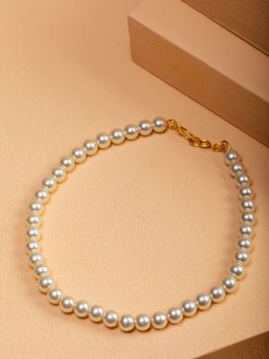 Buy PRITA Classic White Pearl Link Gold Plated Necklace Online