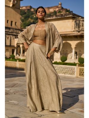 Buy dash and dot Beige Textured Tissue Skirt (XXS) Online