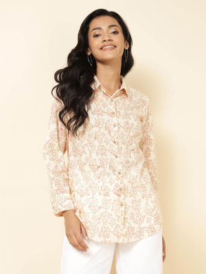 Buy Fabindia Off White Cotton Printed Shirt Online