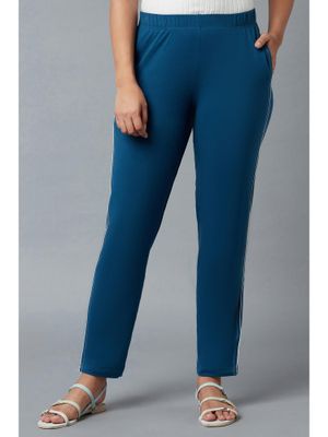 Buy Elleven Blue Ankle Length Jersy Pants Online