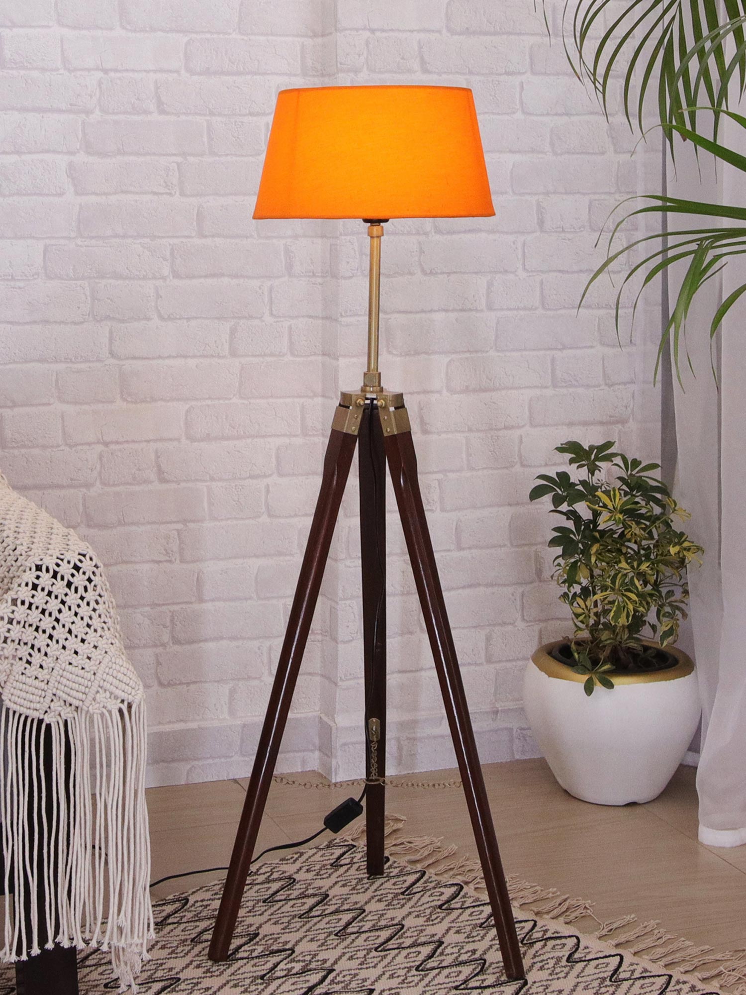 Buy Homesake Tripod Floor Lamp Industrial Nautical Orange Online