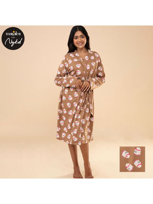 Buy Nykd by Nykaa X Masaba Cotton Robe - Milkyway Brown NYS097 Online
