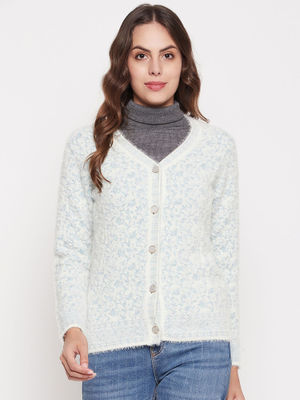 Buy Madame Women Solid Sky Cardigan Online