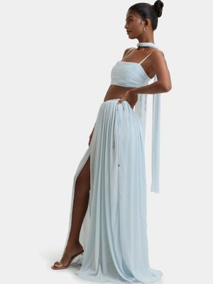 Buy Bouji Blue Solid/Plain Morgana Gathered Maxi Skirt (4) Online