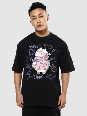 Buy Bewakoof Men Black Graphic Oversized T-Shirt Online