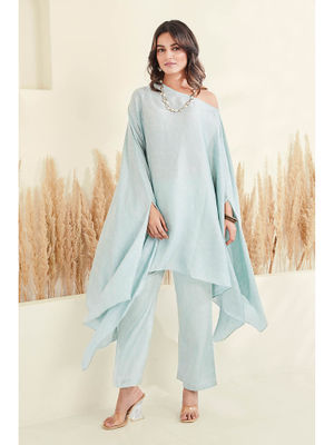 Buy Basanti Kapde aur Koffee Aqua Cotton Silk Co-Ords (Set of 2) Online