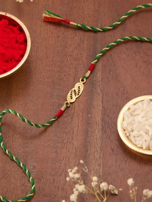 Buy Fabindia Women Gold Solid Rakhi with Roli and Chawal Online