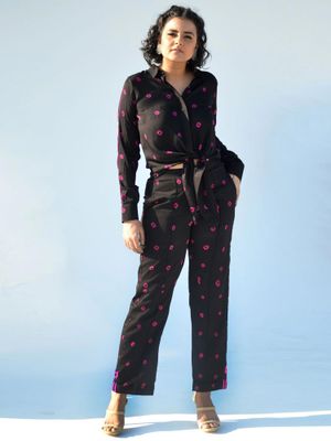 Buy Aapro Label Bandhej Black Coordinated (Set of 2) Online