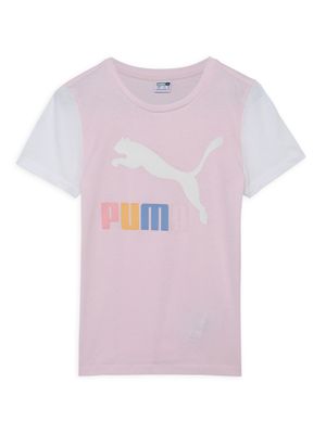 Buy Puma Classics Multicolour Logo Girls Pink Tee Online