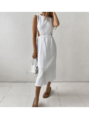 Buy Miakee White Durian Midi Dress (S) Online