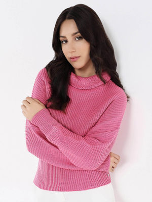 Buy RAREISM June Primary Pink Relaxed Plain Sweater (XXS) Online