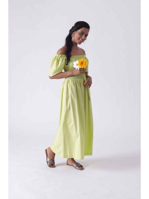 Mala Singh Maxi Dresses : Buy Mala Singh Celine Lime Green Smocked ...