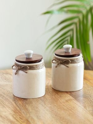 Buy ExclusiveLane Vintage Ivory' Multi-Purpose Storage Jars ...