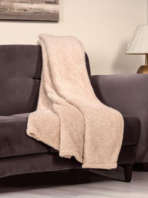 Buy Anko Beige Solid Polyester Throw Online