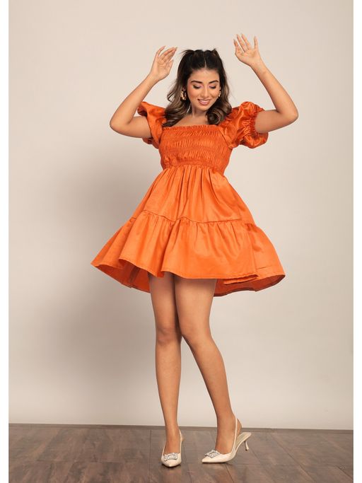 short orange dress