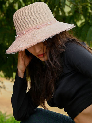 Buy Odette Dust Pink Lace Bucket Hat Online