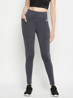 Buy Clovia Snug Fit High-Rise Active Tights in Dark Grey Online