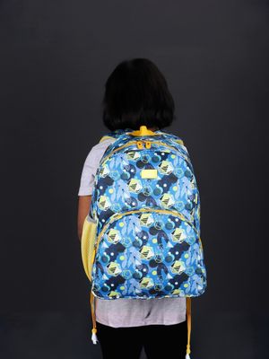 Buy The Clownfish Kids Printed Blue Backpack with Pouch Online
