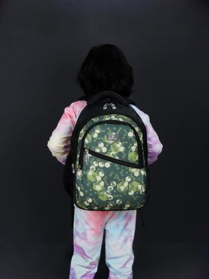 Buy The Clownfish Kids Printed Backpack with Pouch Green Online