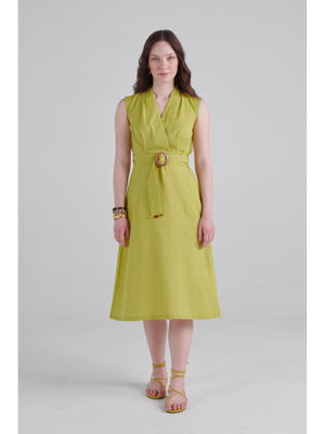 Buy Midsummer Green Midi Dress with Belt (Set of 2) Online