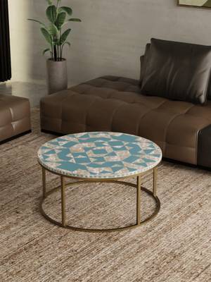 Buy CasaGold Kingsley Vegan Shell Inlay Coffee Table With Stand - Blue ...