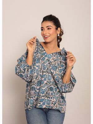 Buy Kaori By Shreya Multi-Color Floral Relaxed Collared Top Online