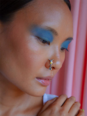 Buy Shaya by CaratLane Chokti Pattern Nose Pin in 925 Silver Online