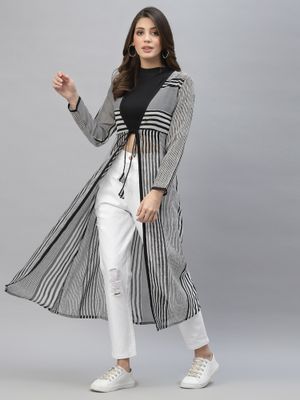 Buy KASSUALLY Multi-Color Stripes Longline Tie-Up Shrugs Online